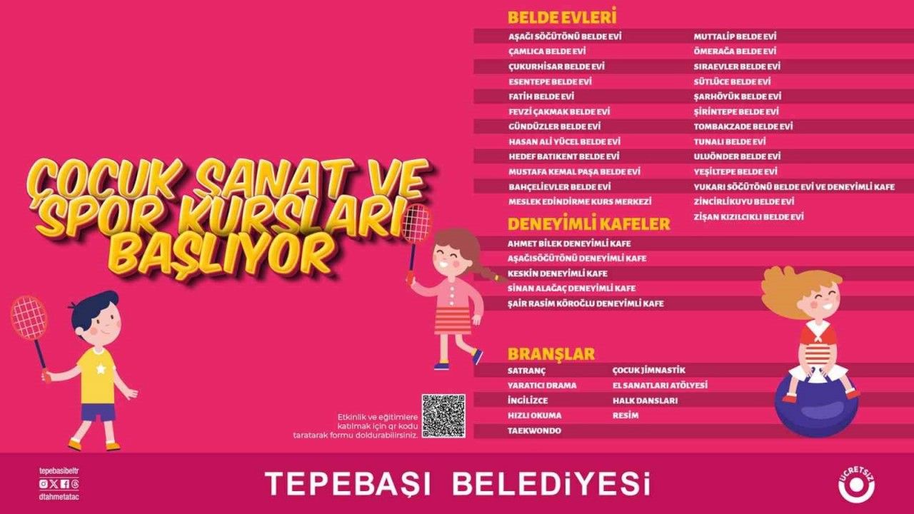 Çocuk sanat ve spor kursları başlıyor Çocuk sanat ve spor kursları başlıyor